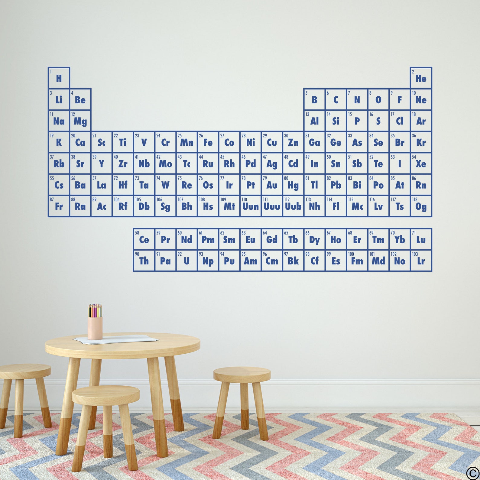 Periodic Table of Elements Wall Decal for Science Classroom, Kid's Room ...