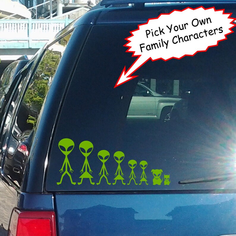 Pick Your Own Alien Stick Figure Family Vinyl Decal fits | Etsy