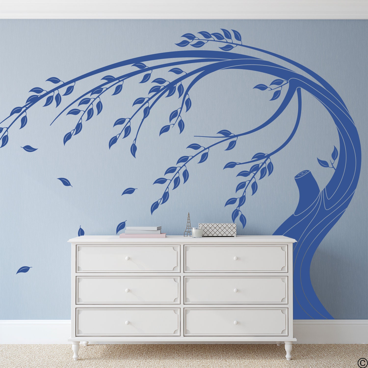 Wind Blown Tree Vinyl Wall Decal Mural K595 - Etsy