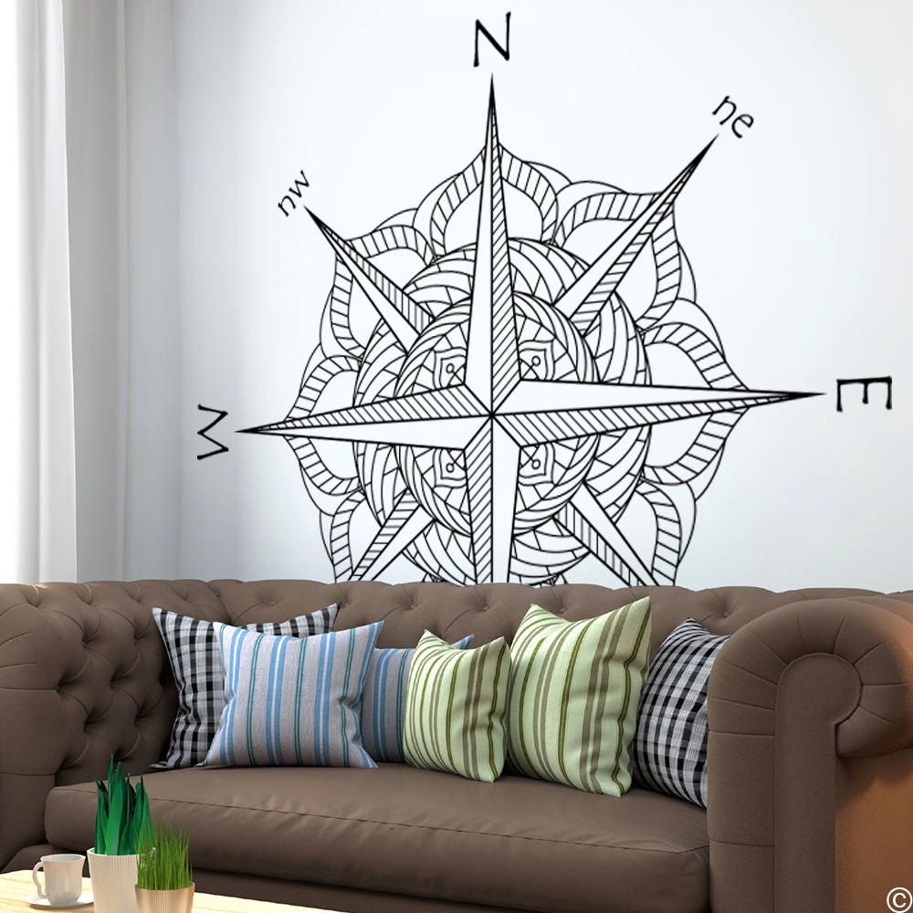 Compass Wall Decal "the Catalina" for Walls, Ceilings and More K691 - Etsy