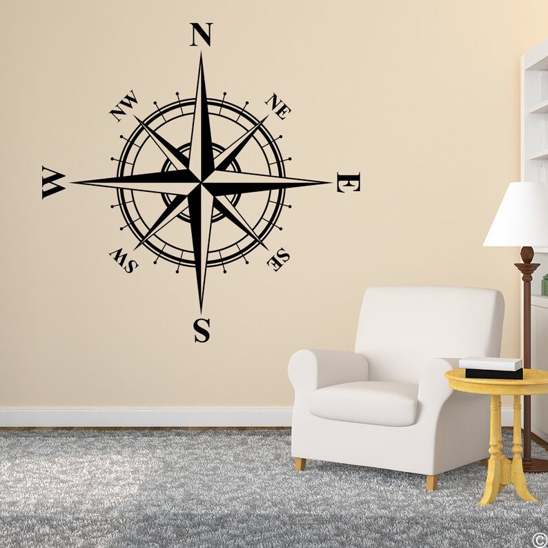 The Charles Compass Rose Wall or Ceiling Decal Medallion | Etsy
