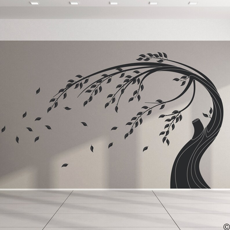 Wind Blown Tree Vinyl Wall Decal Mural K595 - Etsy