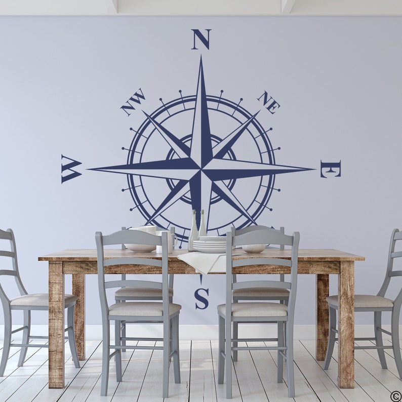 The Charles Compass Rose Wall or Ceiling Decal Medallion | Etsy