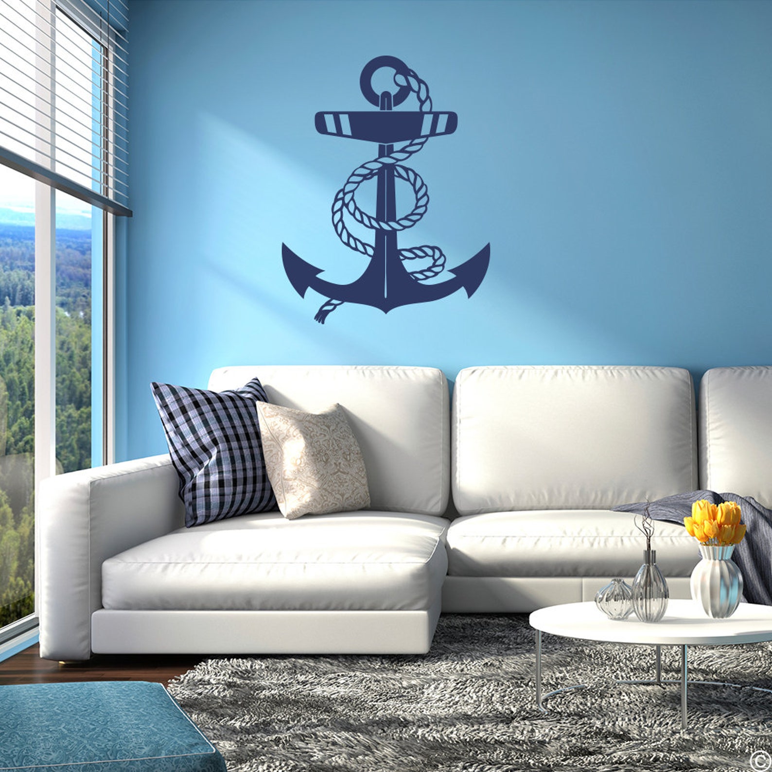 Ship's Anchor Vinyl Wall Decal Nautical Ocean Beach House Sea Art K559 ...