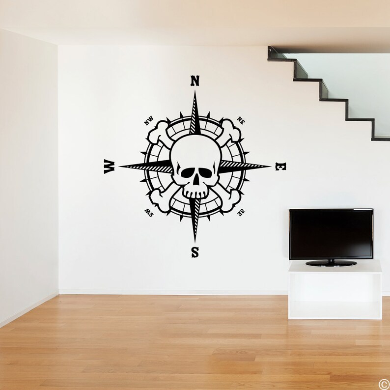 Compass Wall Decal the Davy Jones Fits Walls - Etsy