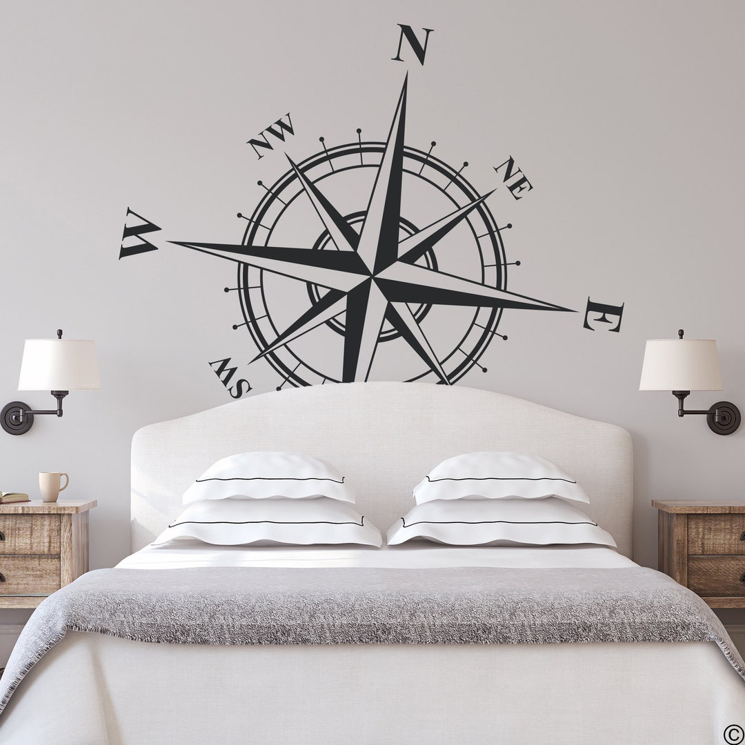 Compass Wall Decal, the Charles, Nautical Home Decor for Walls ...