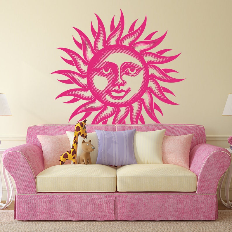 Smiling Sun Face Wall Decal Home Decor Removable Wall Art | Etsy