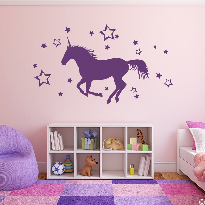 Unicorn With Stars Wall Decal for Nurseries and Fairytale - Etsy
