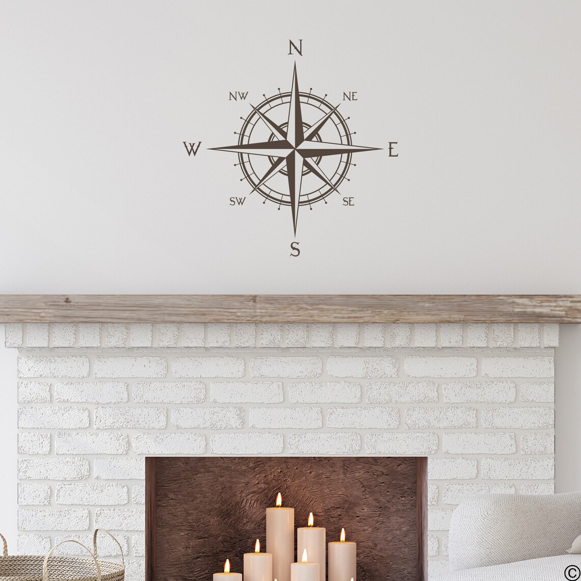 Compass Rose Wall Decal Nautical Home and Nursery Decor Beach - Etsy