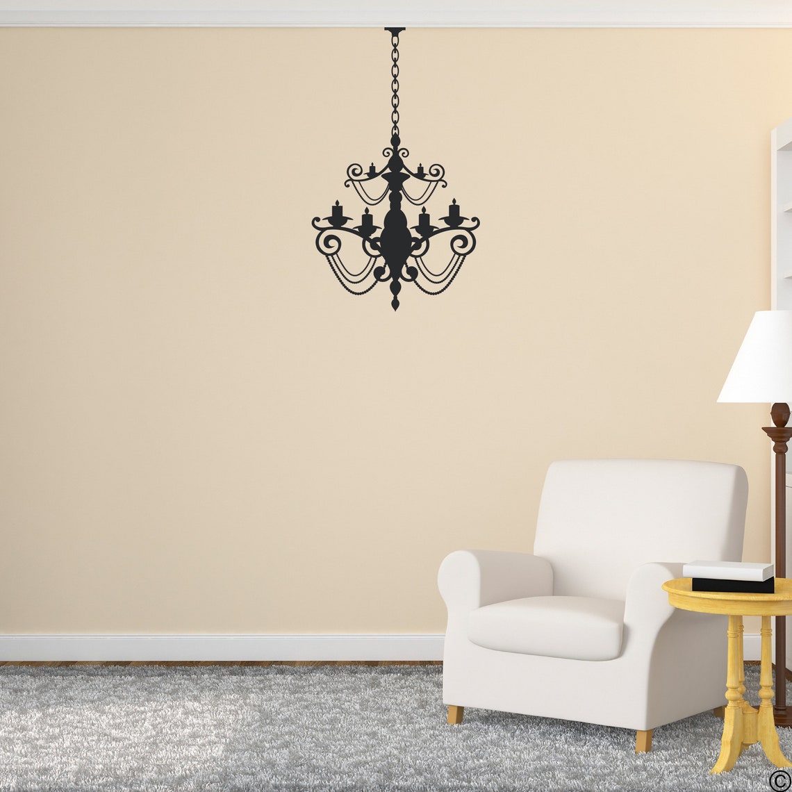 Chandelier Wall Decal Gothic Wrought Iron Home Decor Removable - Etsy