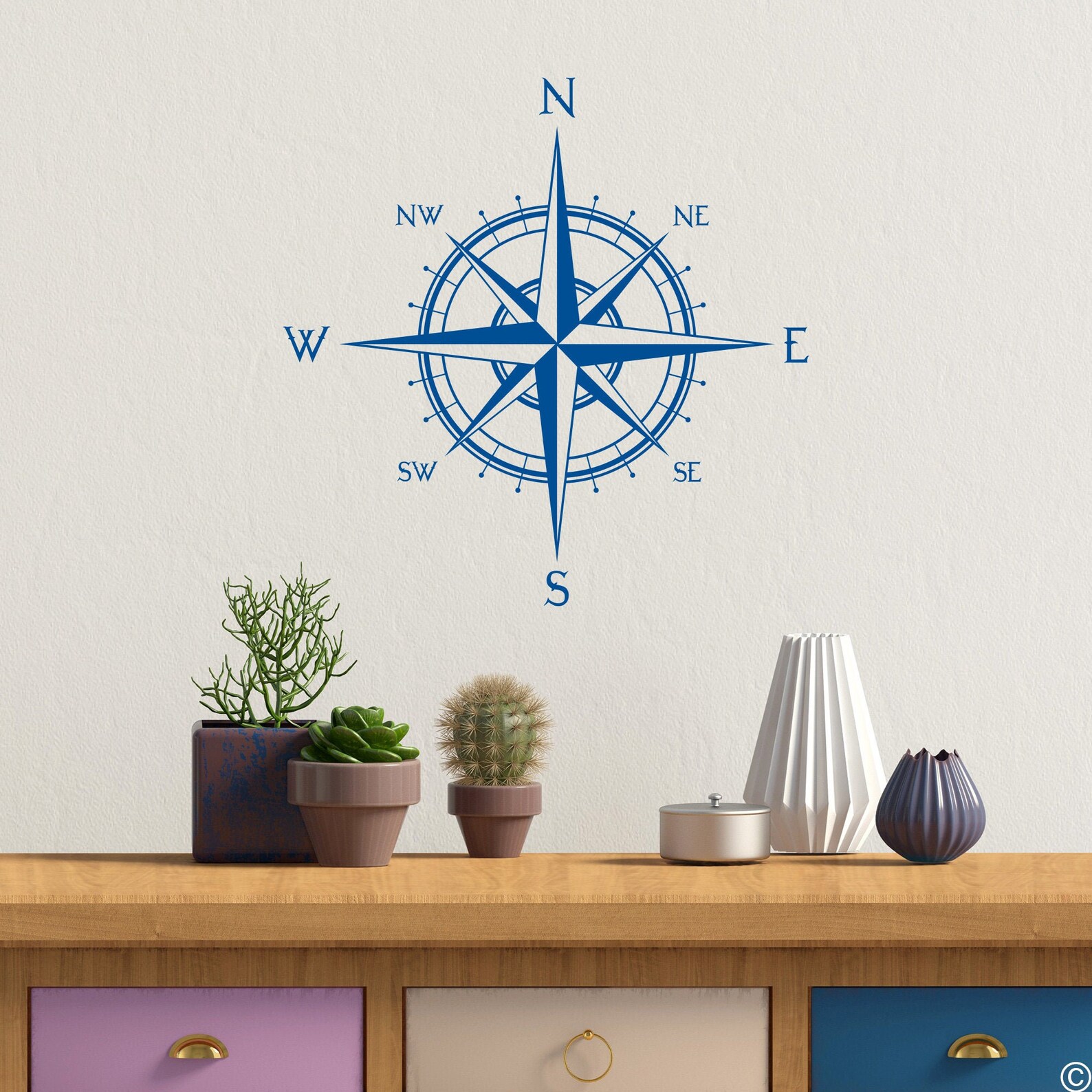 Compass Rose Wall Decal Nautical Home and Nursery Decor Beach - Etsy