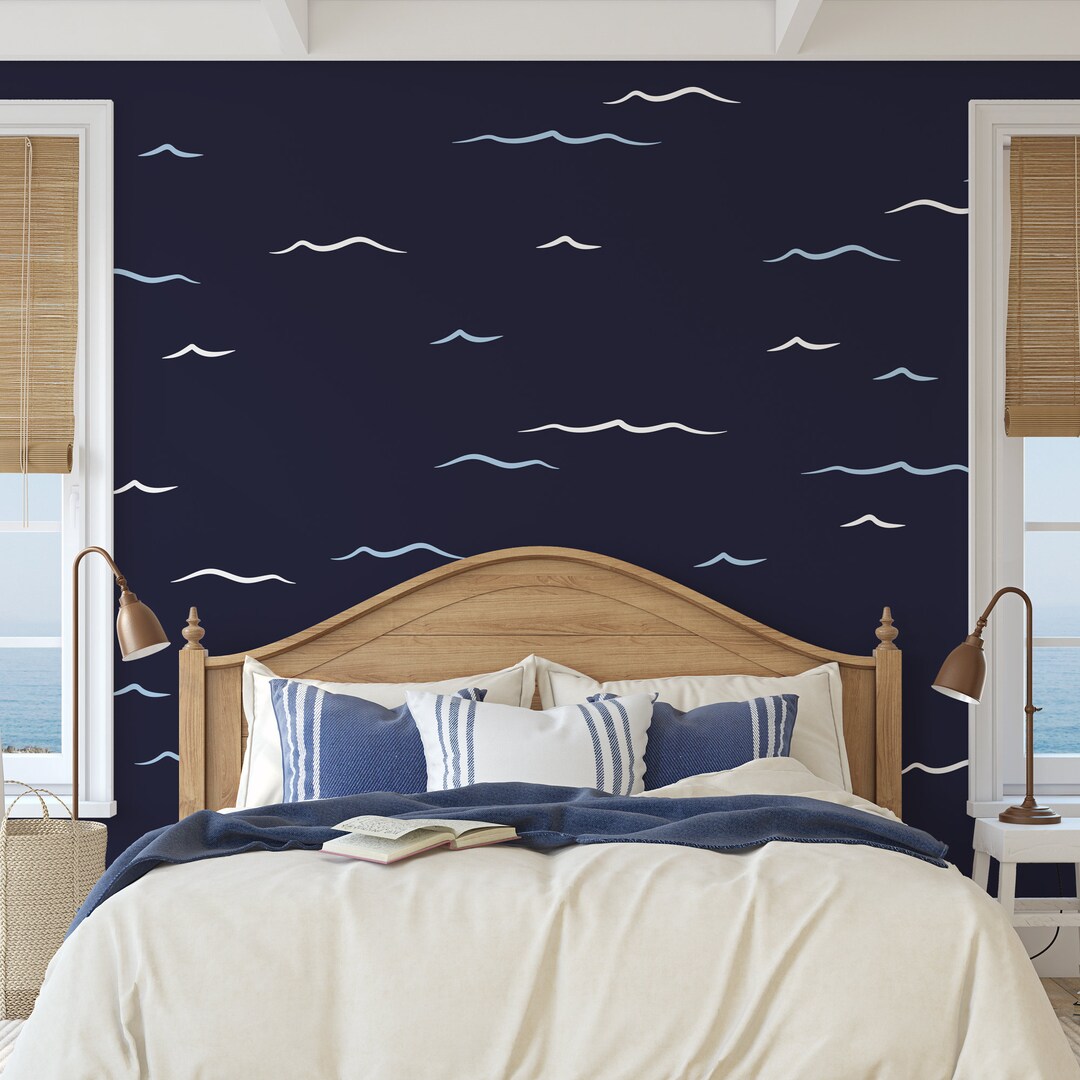 Wavy Waves Vinyl Wall Decals: Nautical Home Decor K874 - Etsy