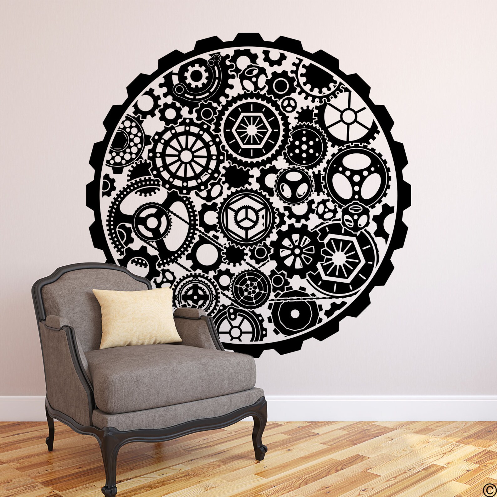 Steampunk Circle Gears Vinyl Wall Decal for Bedrooms Living - Etsy