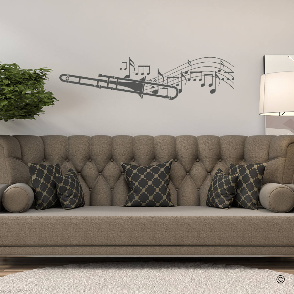 Trombone With Music Sheet Notes Vinyl Wall Decal K674 - Etsy
