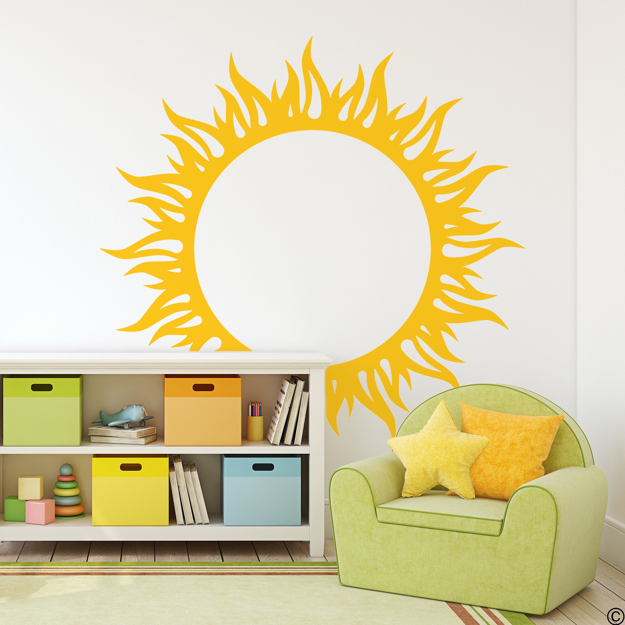 Sun Wall or Ceiling Decal, for Living Room, Nursery, Kitchen, Bedroom ...