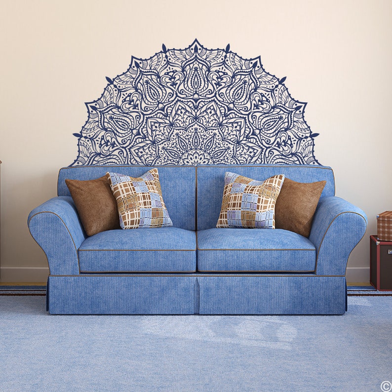 Mandala Half Wall Decal the Eshita for Living - Etsy