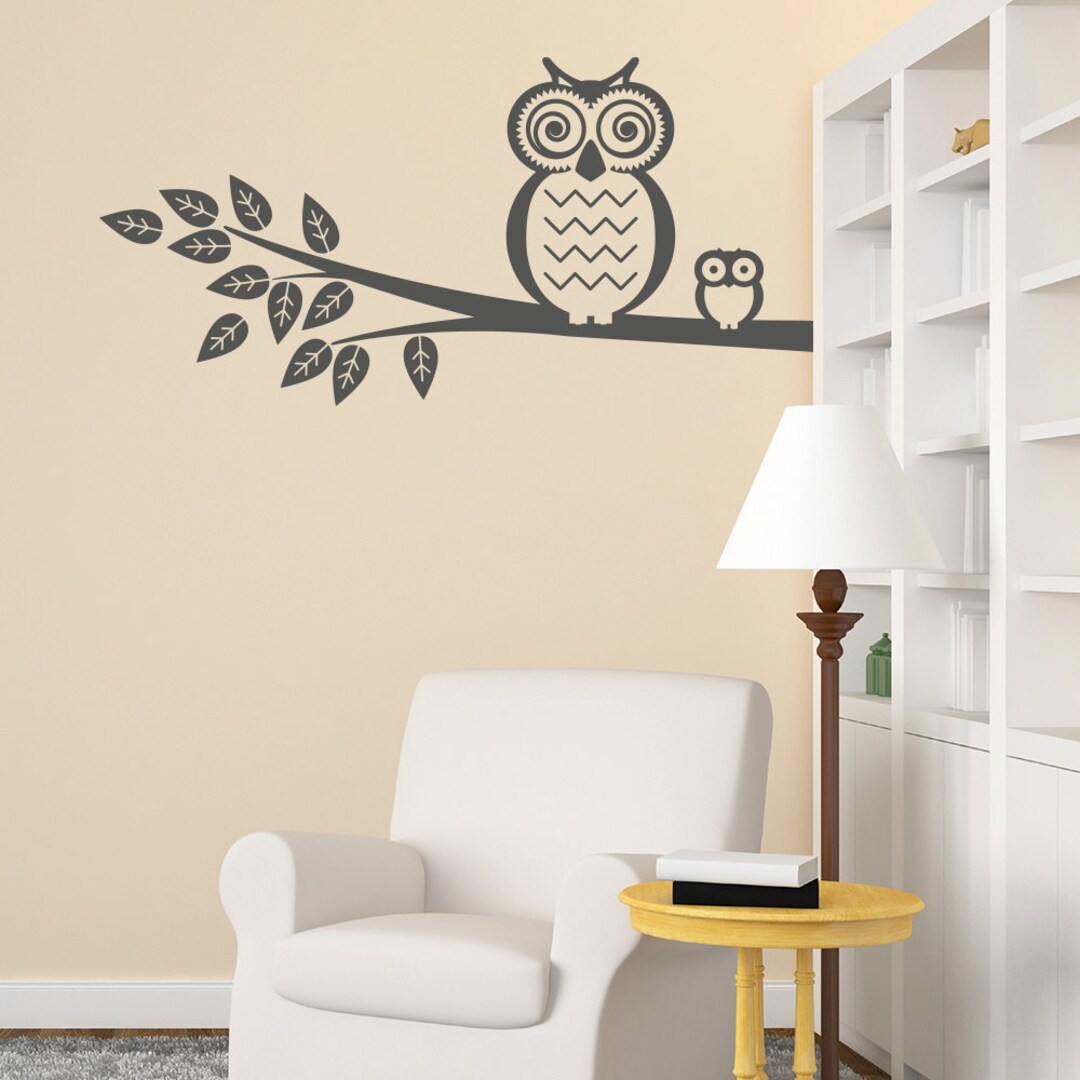 Owl With Owlet Vinyl Wall Decal (many Sizes to Pick From) for Living ...