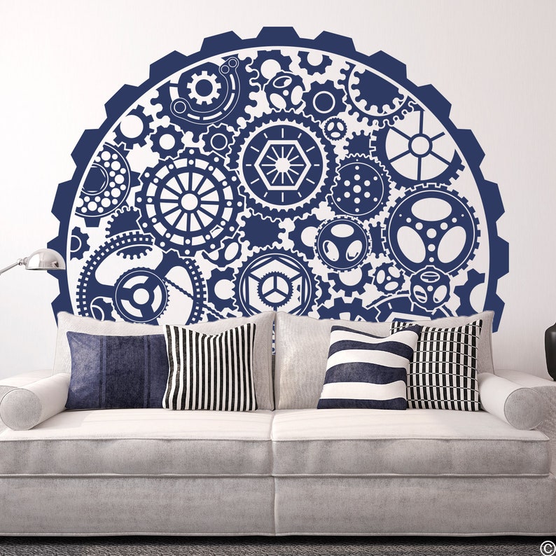 Steampunk Circle Gears Vinyl Wall Decal for Bedrooms Living | Etsy
