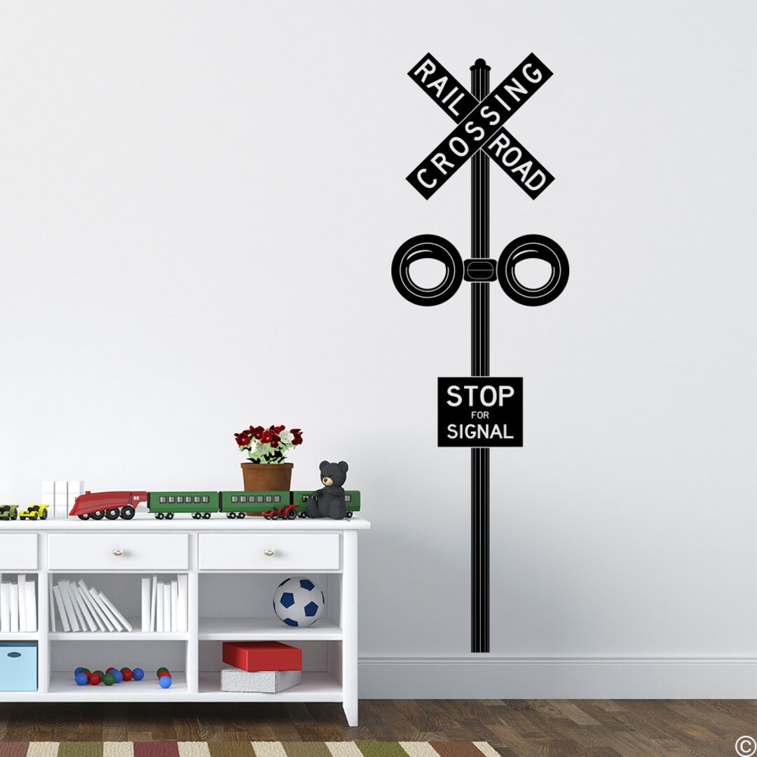 The Railroad Crossing Wall Decal for Your Train Themed Bedroom, Nursery ...