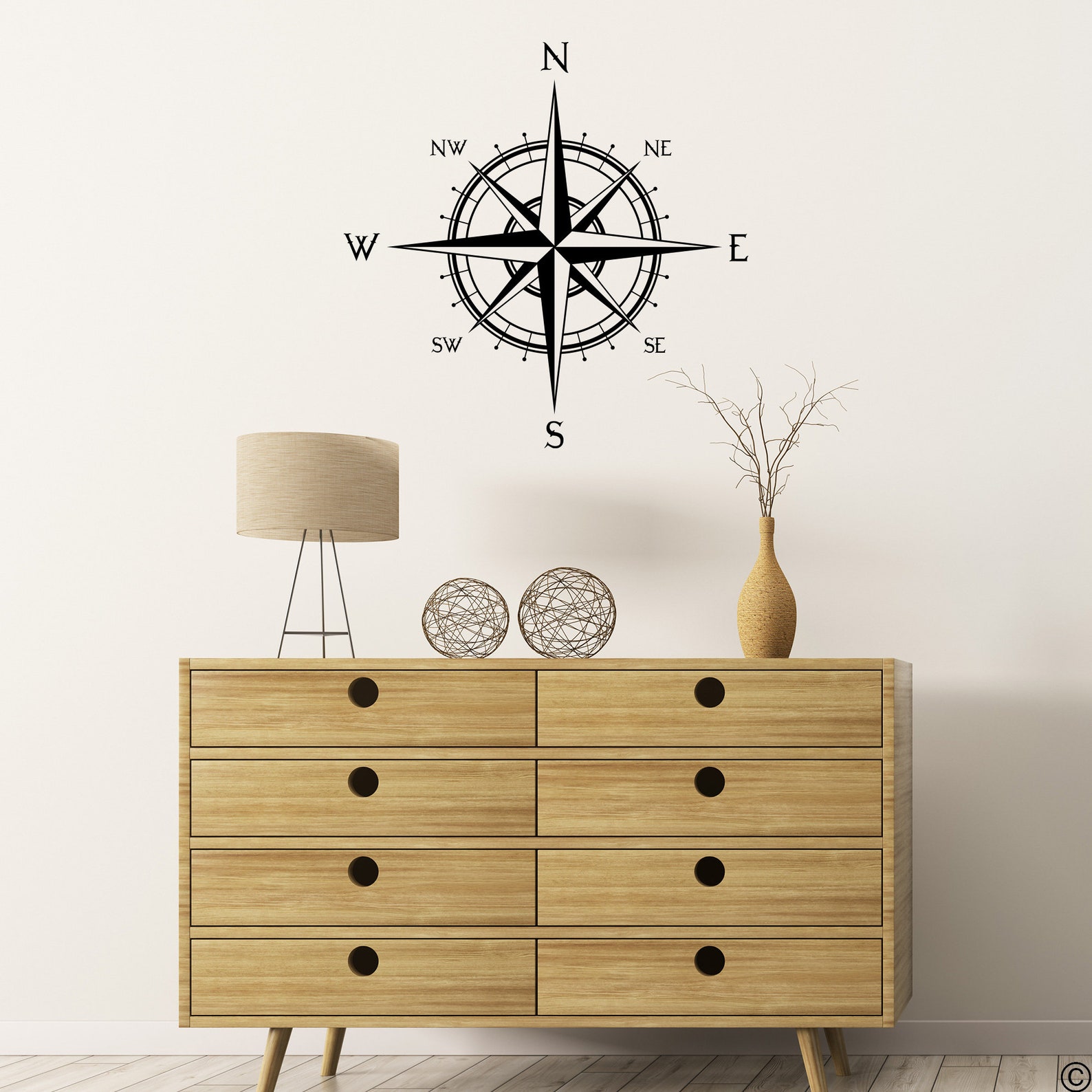 Compass Rose Wall Decal Nautical Home and Nursery Decor Beach - Etsy
