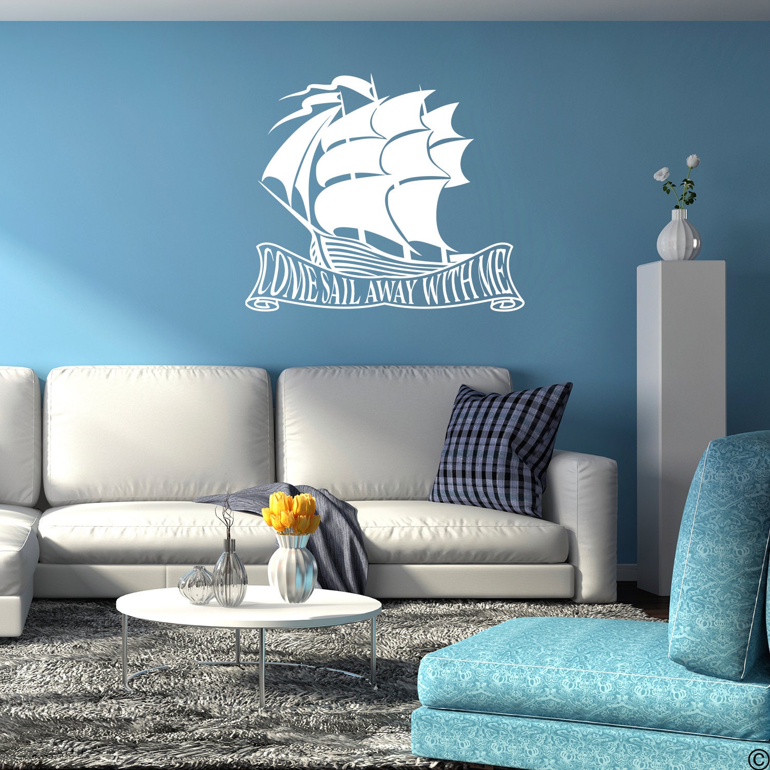 Come Sail Away With Me Vinyl Wall Decal Quote L261 | Etsy