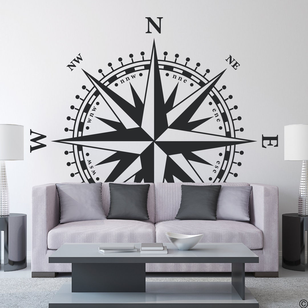 Compass Wall Decal the Christopher Fits on Walls Ceilings - Etsy