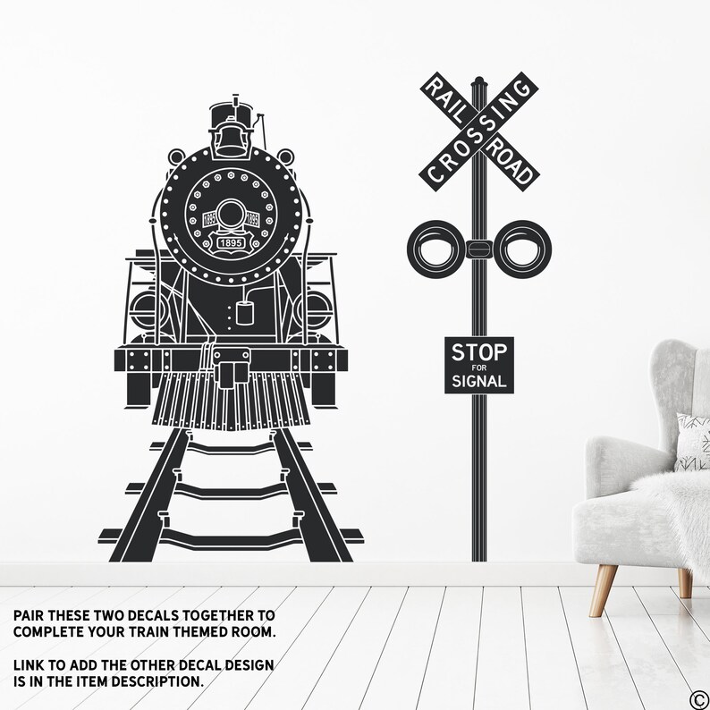 The Railroad Crossing Wall Decal for Your Train Themed Bedroom, Nursery ...