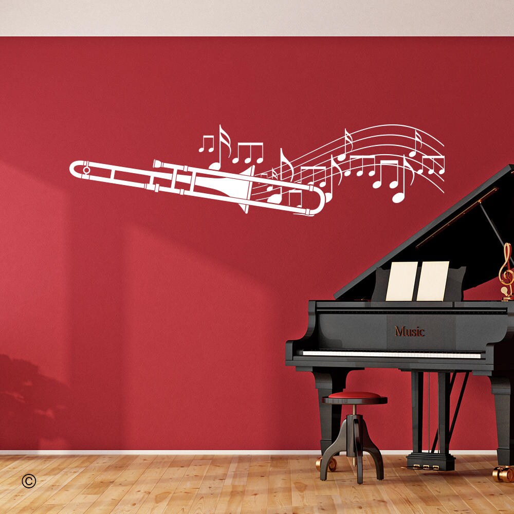 Trombone With Music Sheet Notes Vinyl Wall Decal K674 - Etsy