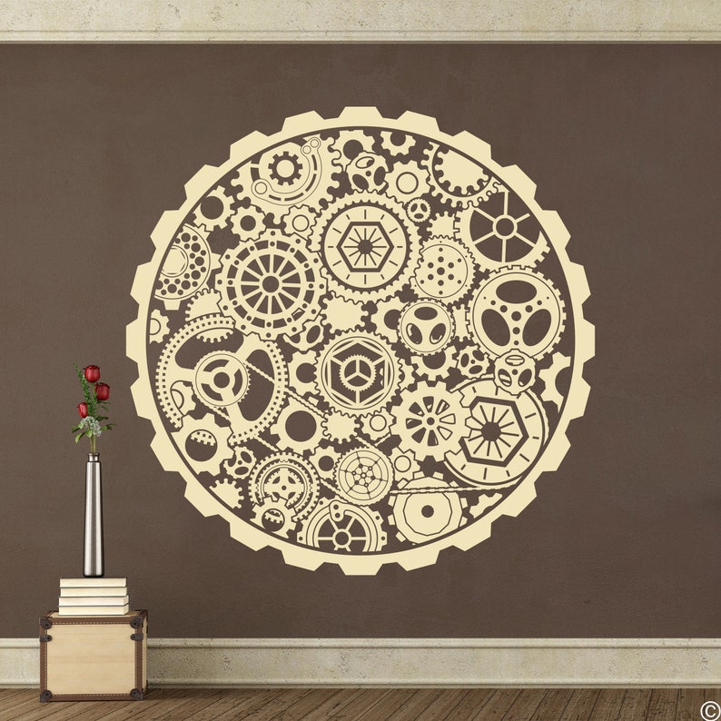 Steampunk Circle Gears Vinyl Wall Decal for Bedrooms Living | Etsy