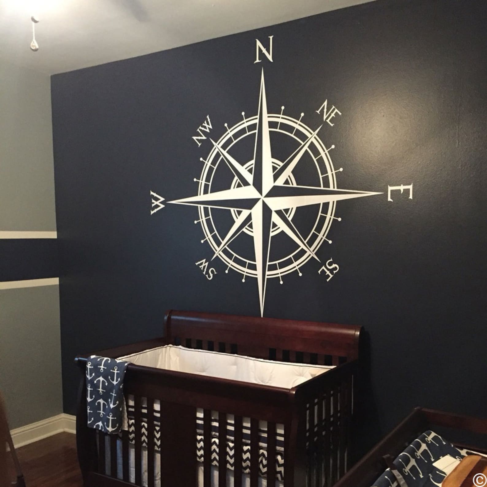 The Captain Compass Rose Wall or Ceiling Decal Medallion | Etsy