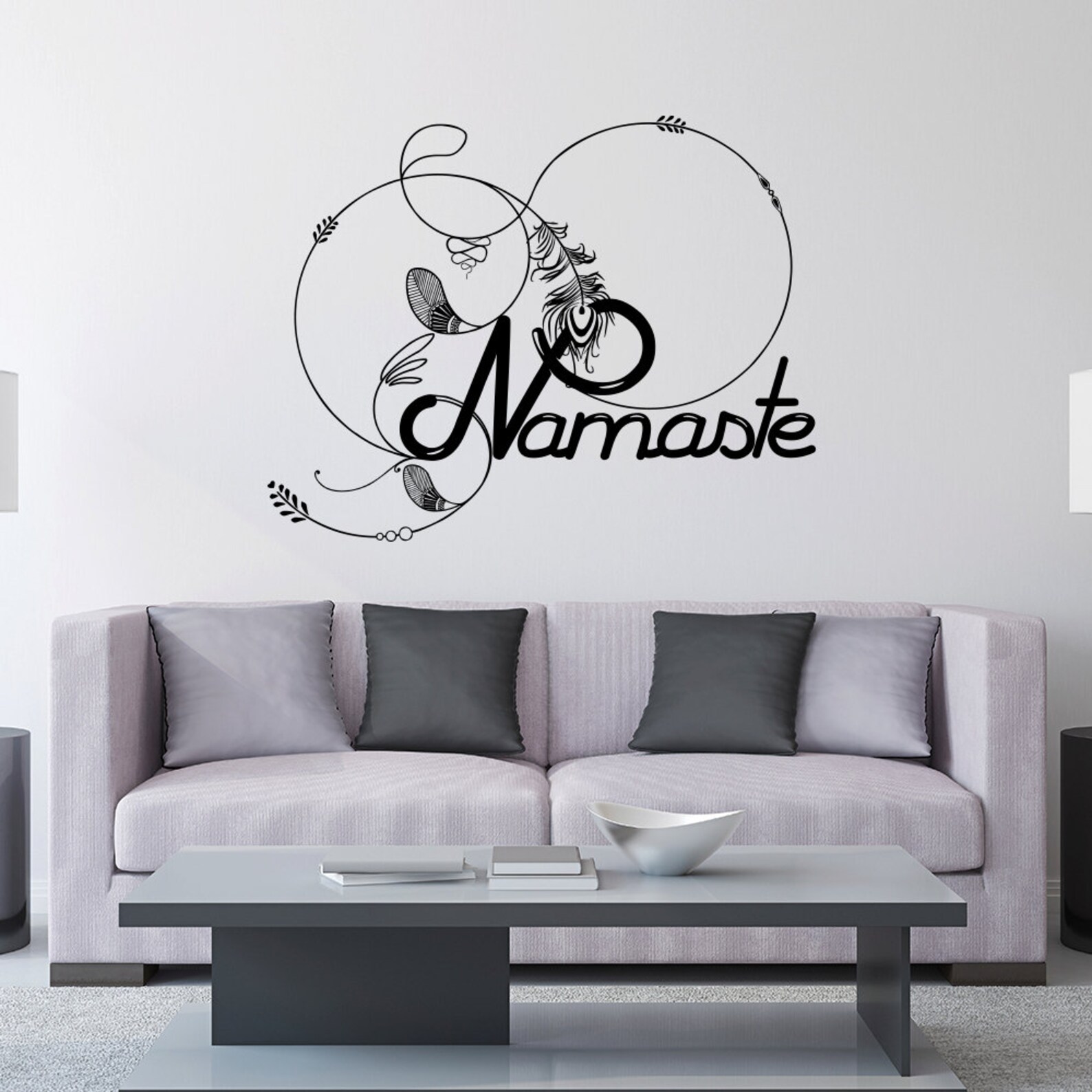 Namaste Feathers Wall Decal, Yoga Studio Art, Home Decor, Nursery Decor ...