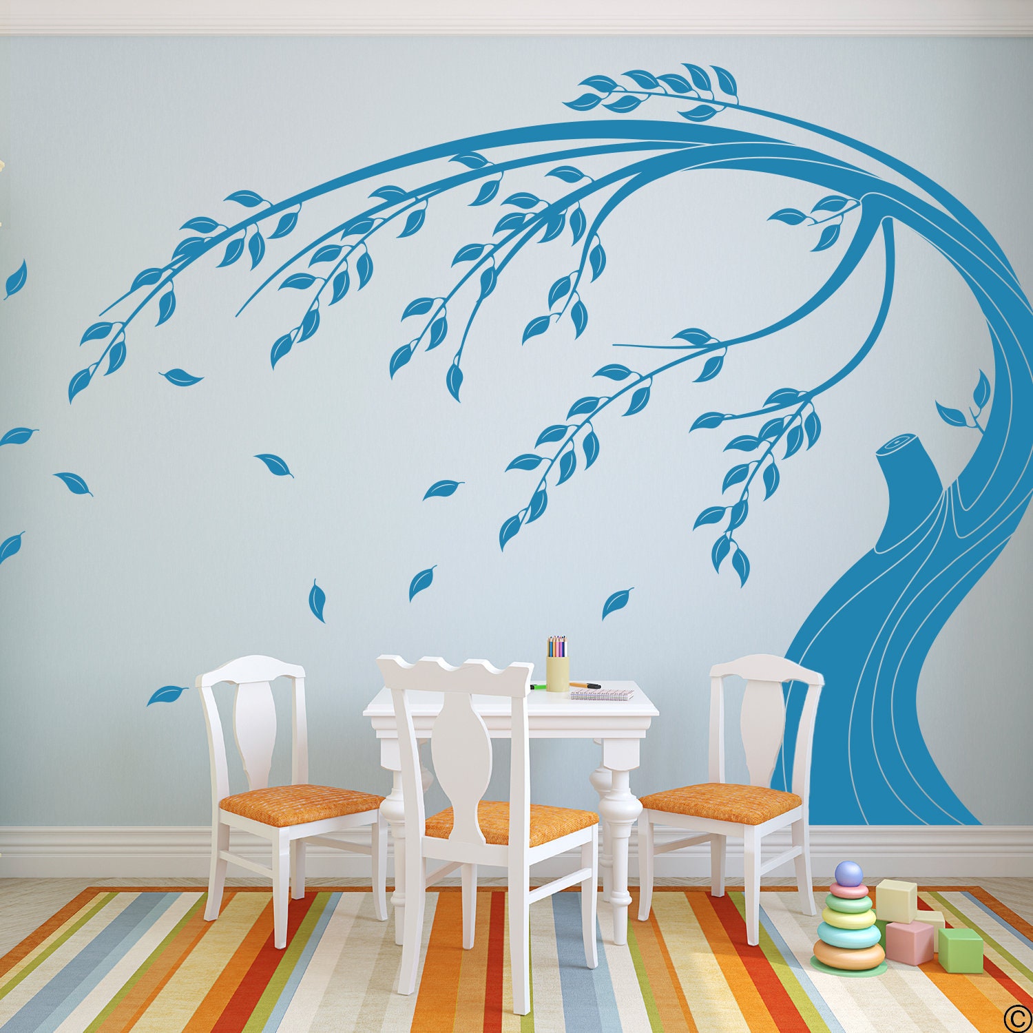 Wind Blown Tree Vinyl Wall Decal Mural K595 | Etsy