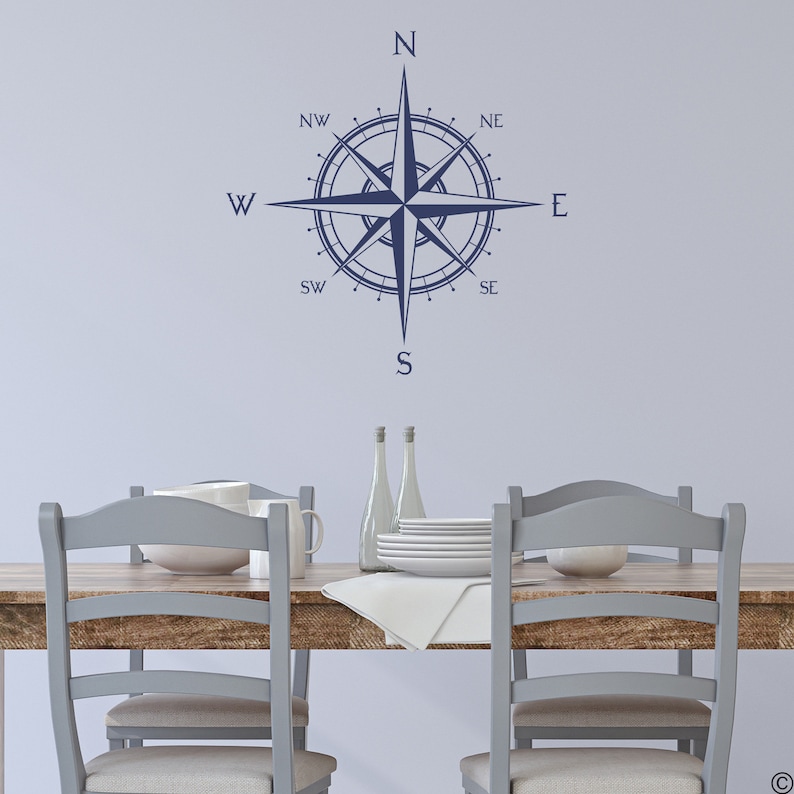 Compass Rose Wall Decal Nautical Home and Nursery Decor Beach - Etsy