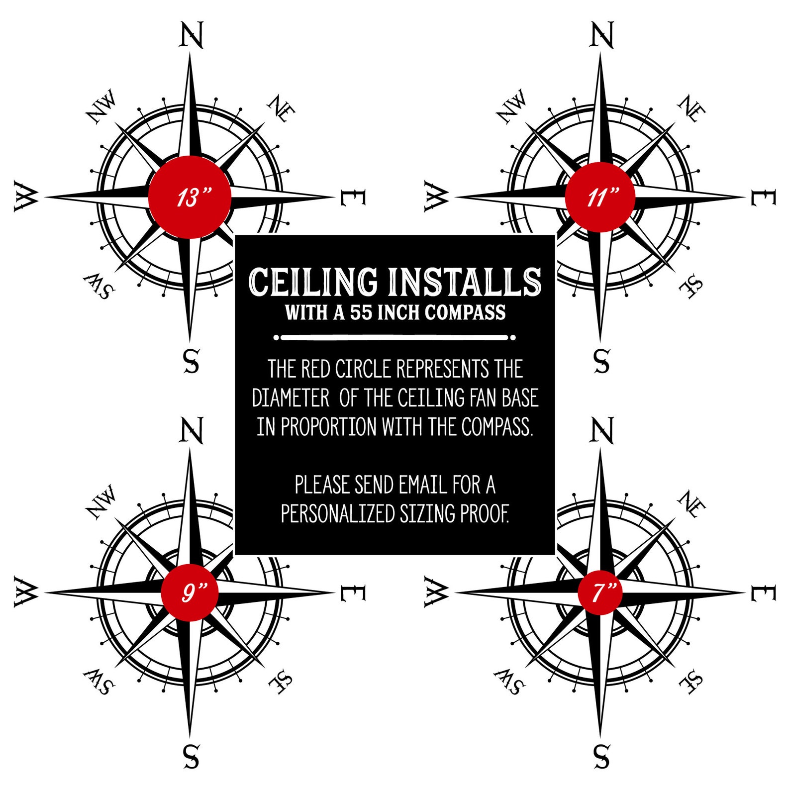 The Captain Compass Rose Wall or Ceiling Decal Medallion | Etsy