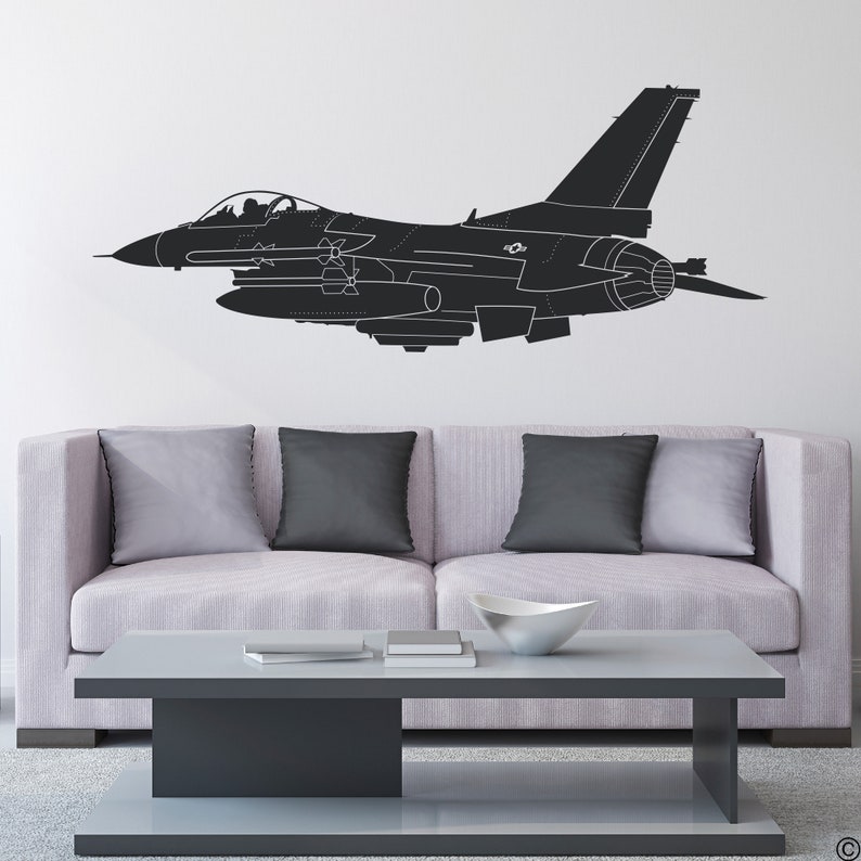 F-16 Fighter Jet Wall Decal Fits Kids Bedroom Living Room - Etsy