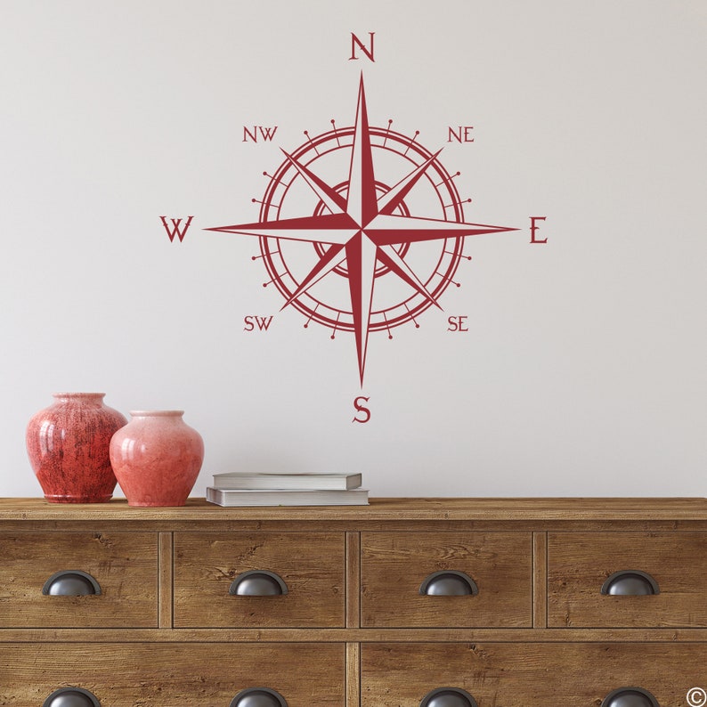 Compass Rose Wall Decal Nautical Home and Nursery Decor Beach - Etsy