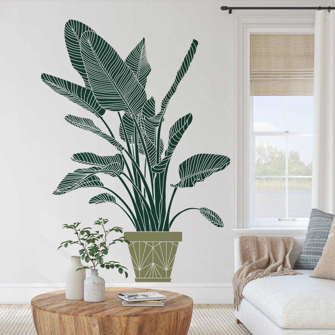 Bird of Paradise Tropical Plant With Planter Pot Wall Decal, Modern Home Decor K880 - Etsy