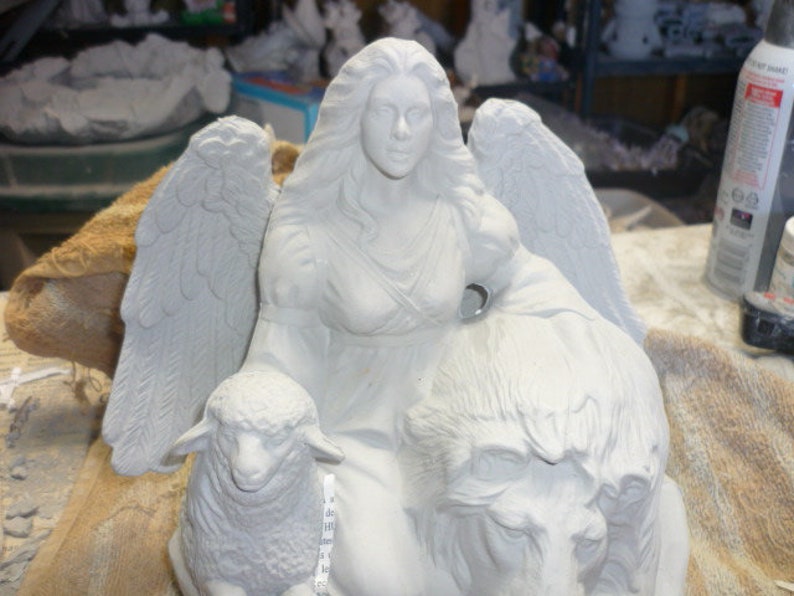 Angel With Lion and Lamb Ready to Paint - Etsy