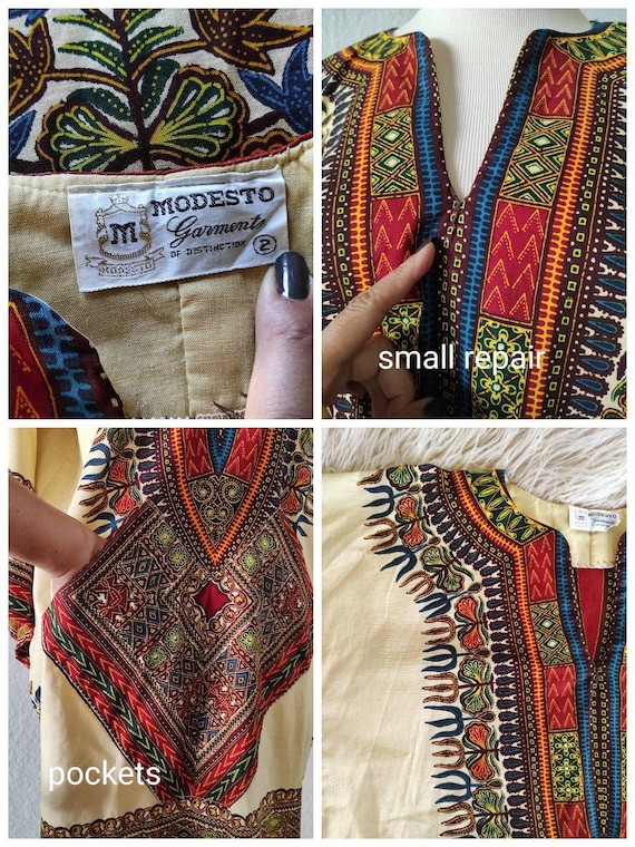 70's Goddess Multi color dashiki mandala print//butte… - Gem