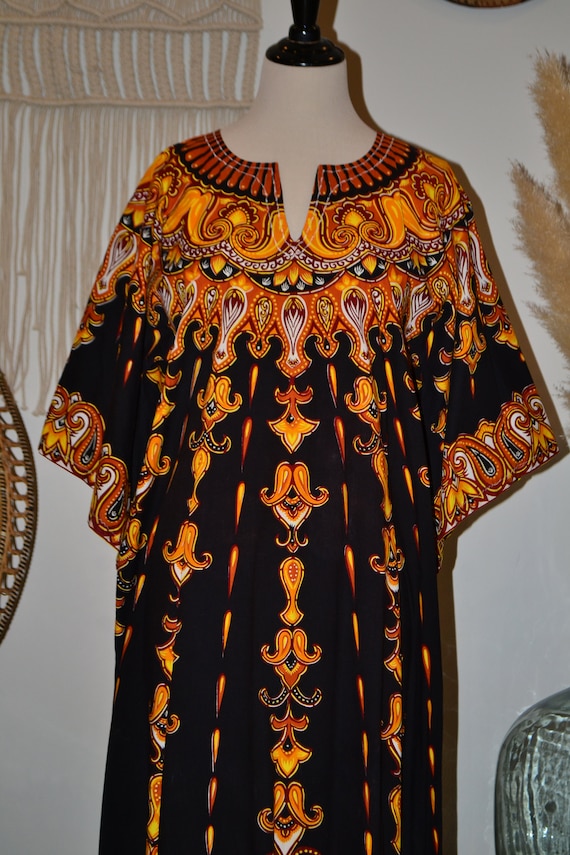 70's Boho Gypsy Goddess dashiki Batik Bold sunburst p… - Gem