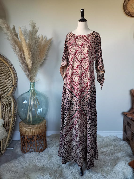 70's Old stock Kaiser Pakistan Gypsy Goddess Burgundy… - Gem