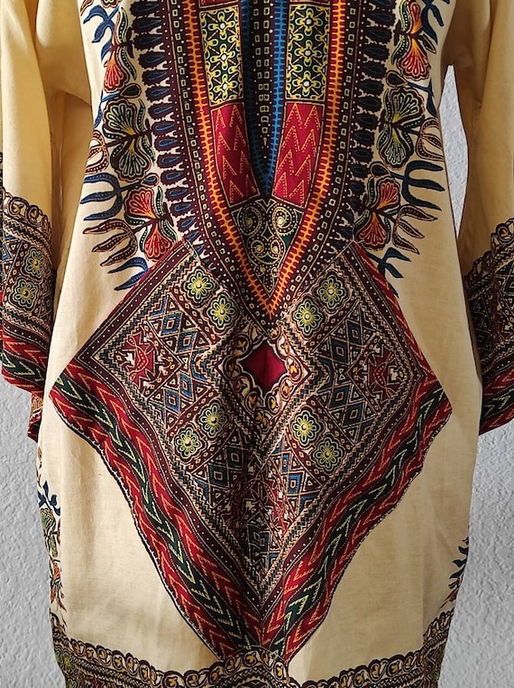 70's Goddess Multi color dashiki mandala print//butte… - Gem
