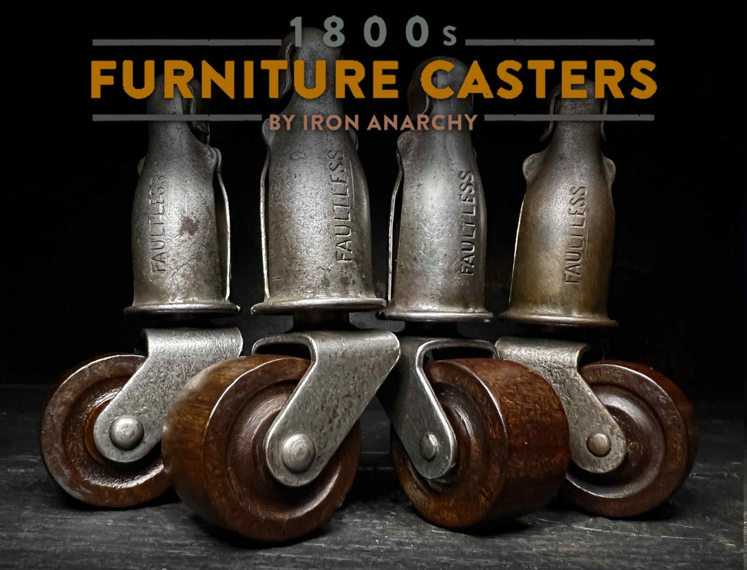 Small Antique Furniture Casters Set, Vintage Bed Table Pipe Tube Leg ...