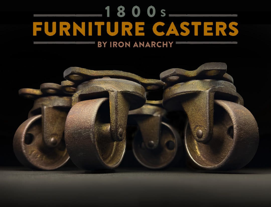 Antique Industrial Furniture Caster Set, Vintage Cast Iron Coffee Table ...