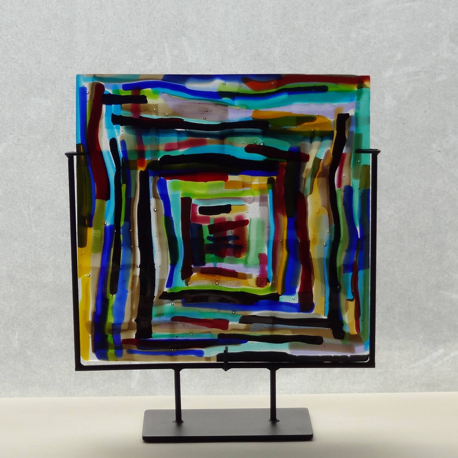 Art Glass Panel - Squares in Square - Etsy