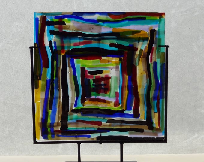Art Glass Panel Squares in Square - Etsy