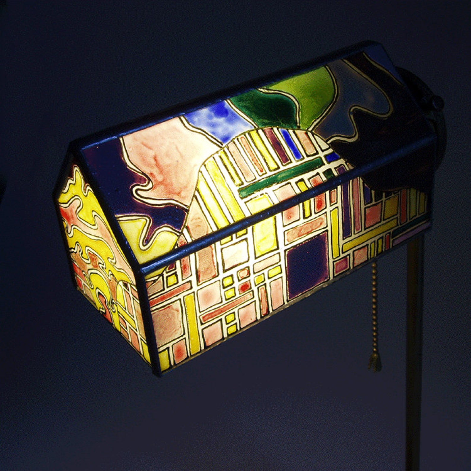 Stained Glass Desk Lamp - Painted Box - Etsy