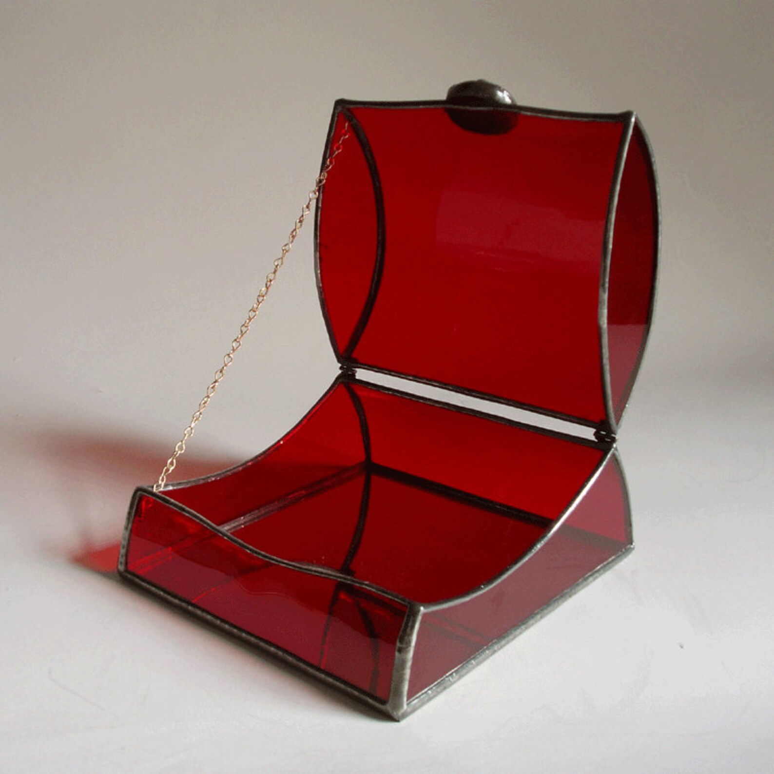 Stained Glass Jewelry Box - Red Art Glass - Etsy