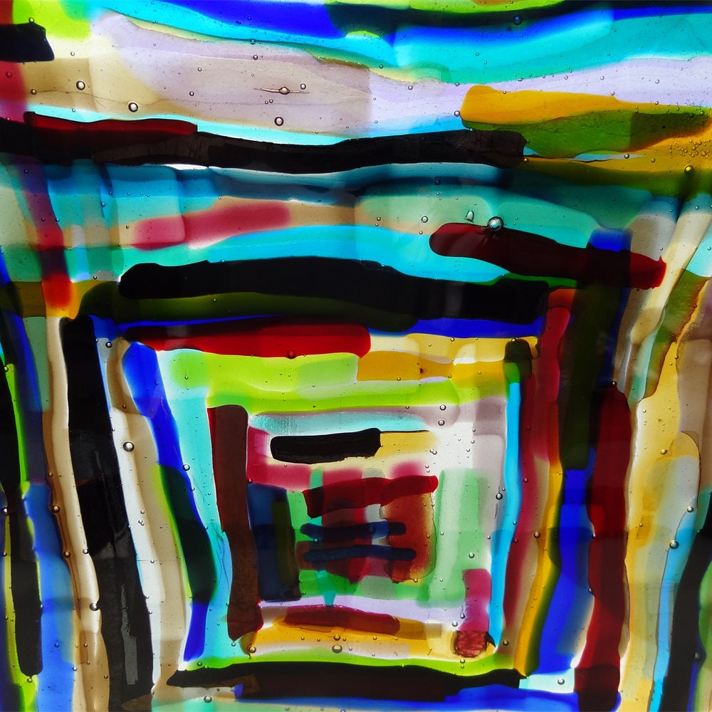 Art Glass Panel Squares in Square - Etsy