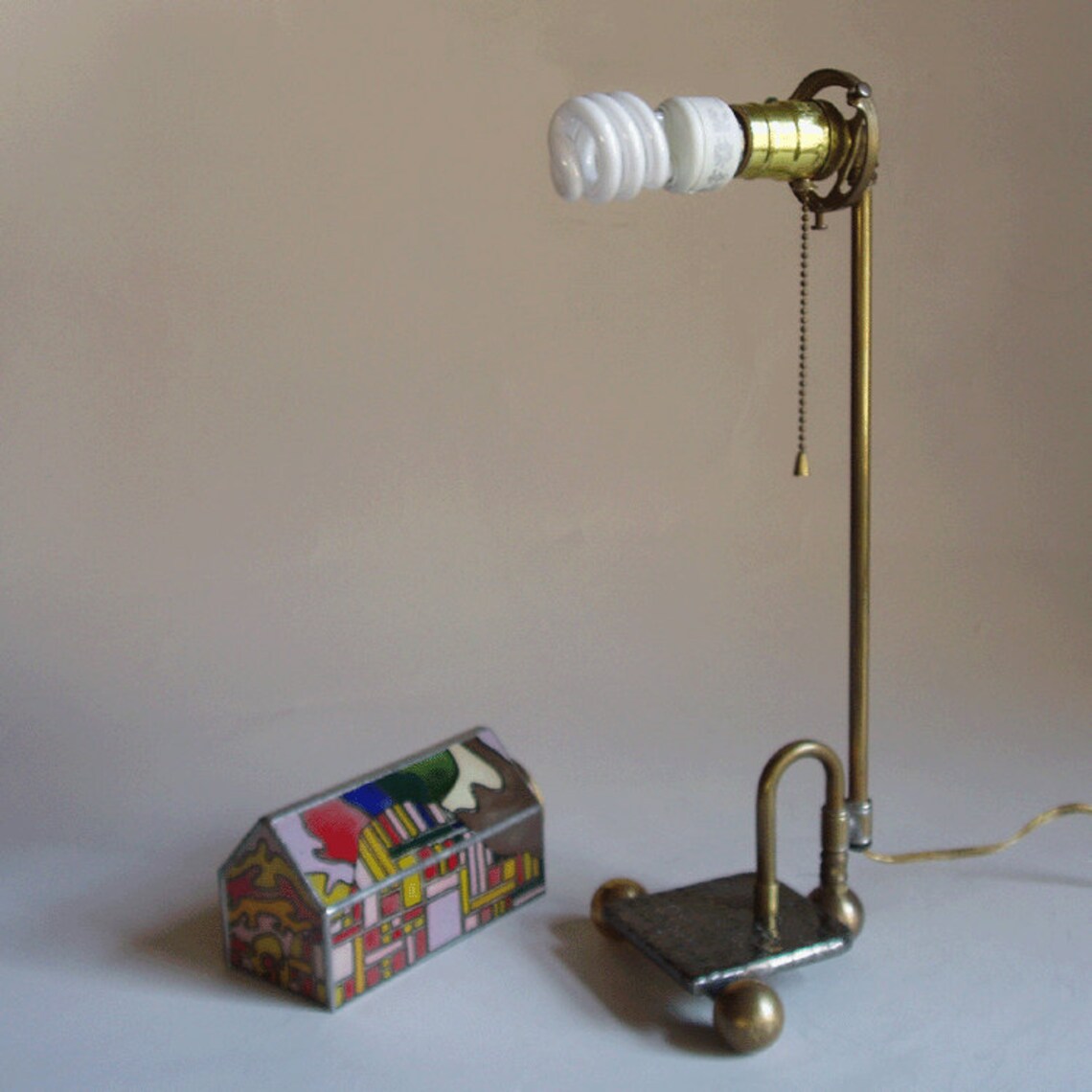Stained Glass Desk Lamp - Painted Box - Etsy